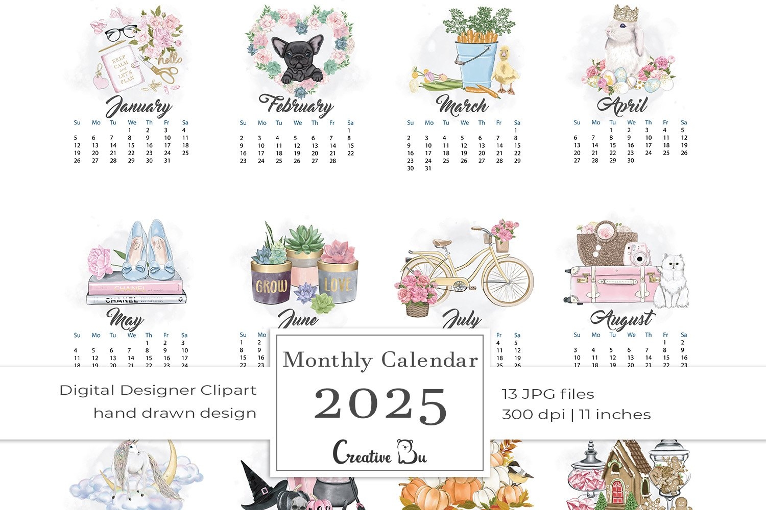 2025 Monthly Calendar Split Printable Template - Printable Calendar 2025